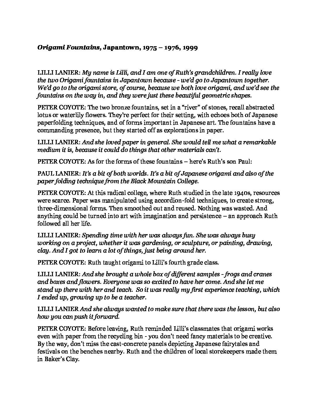 Origami Fountains - Ruth Asawa